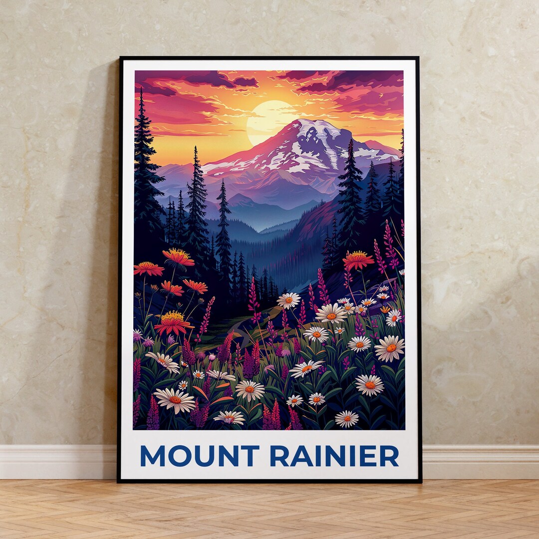 Mount Rainier Poster, Mount Rainier Print, Washington Poster, Mount ...