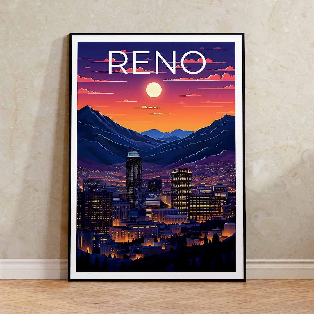 Reno Travel Poster, Nevada Wall Art, Nevada Print, Reno Poster, Nevada ...