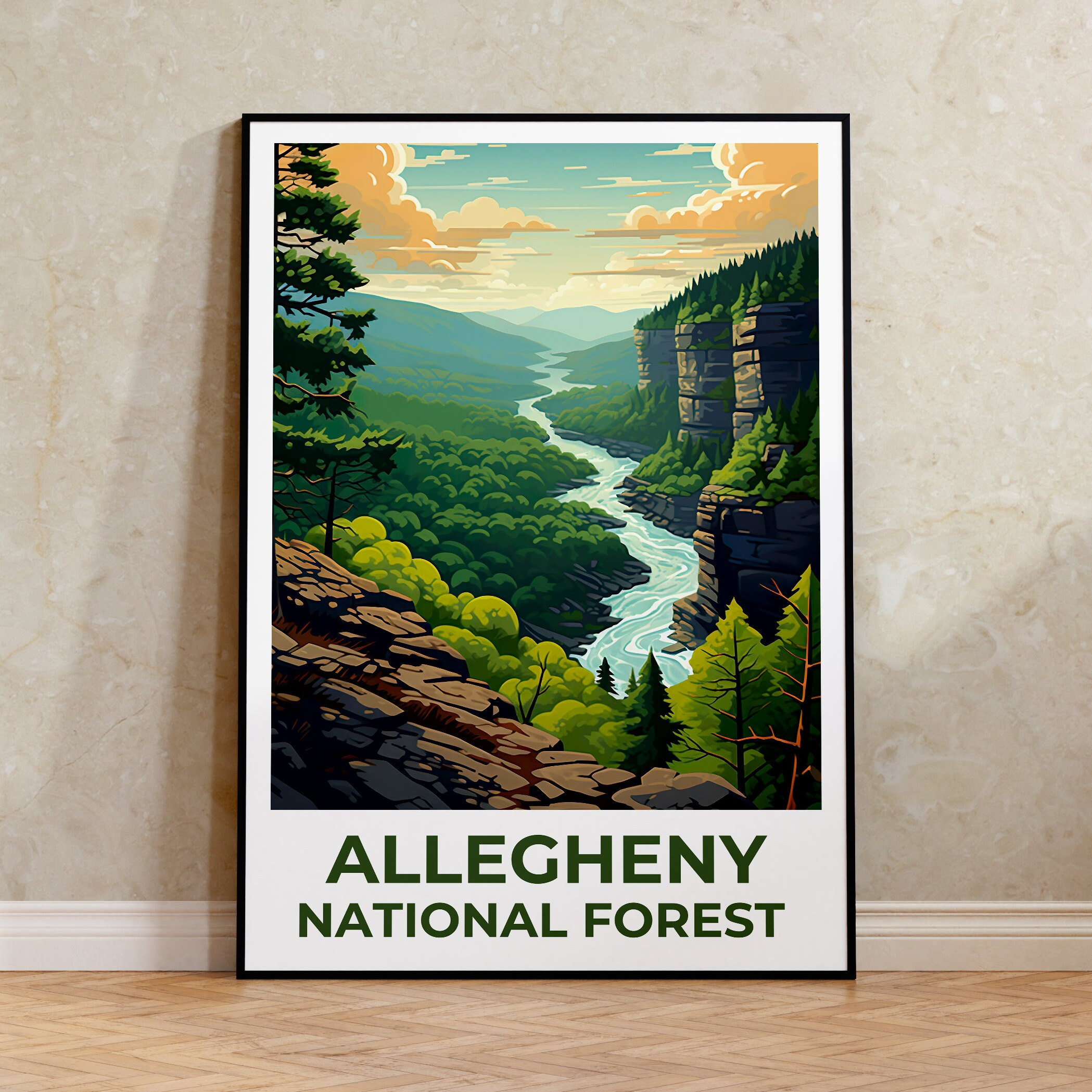 Allegheny Forest Travel Poster, Pennsylvania Wall Art, Pennsylvania ...