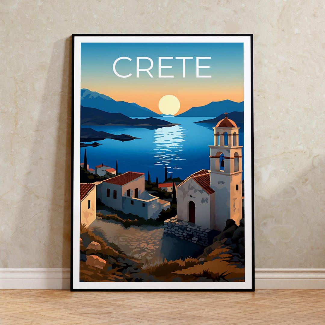 Crete Travel Poster, Greece Wall Art, Greece Print, Crete Poster, Greek ...