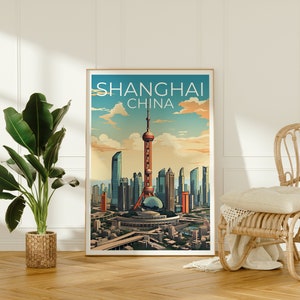 Shanghai Travel Poster, China Wall Art, China Print, Shanghai Poster ...