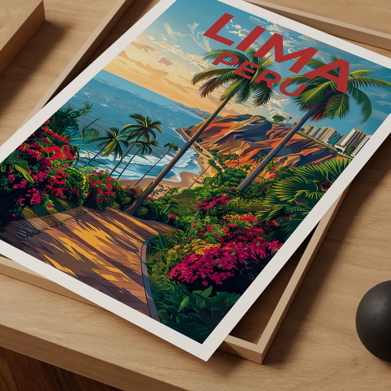 Lima Travel Poster, Lima Wall Art, Peru Print, Peru Poster, Miraflores ...