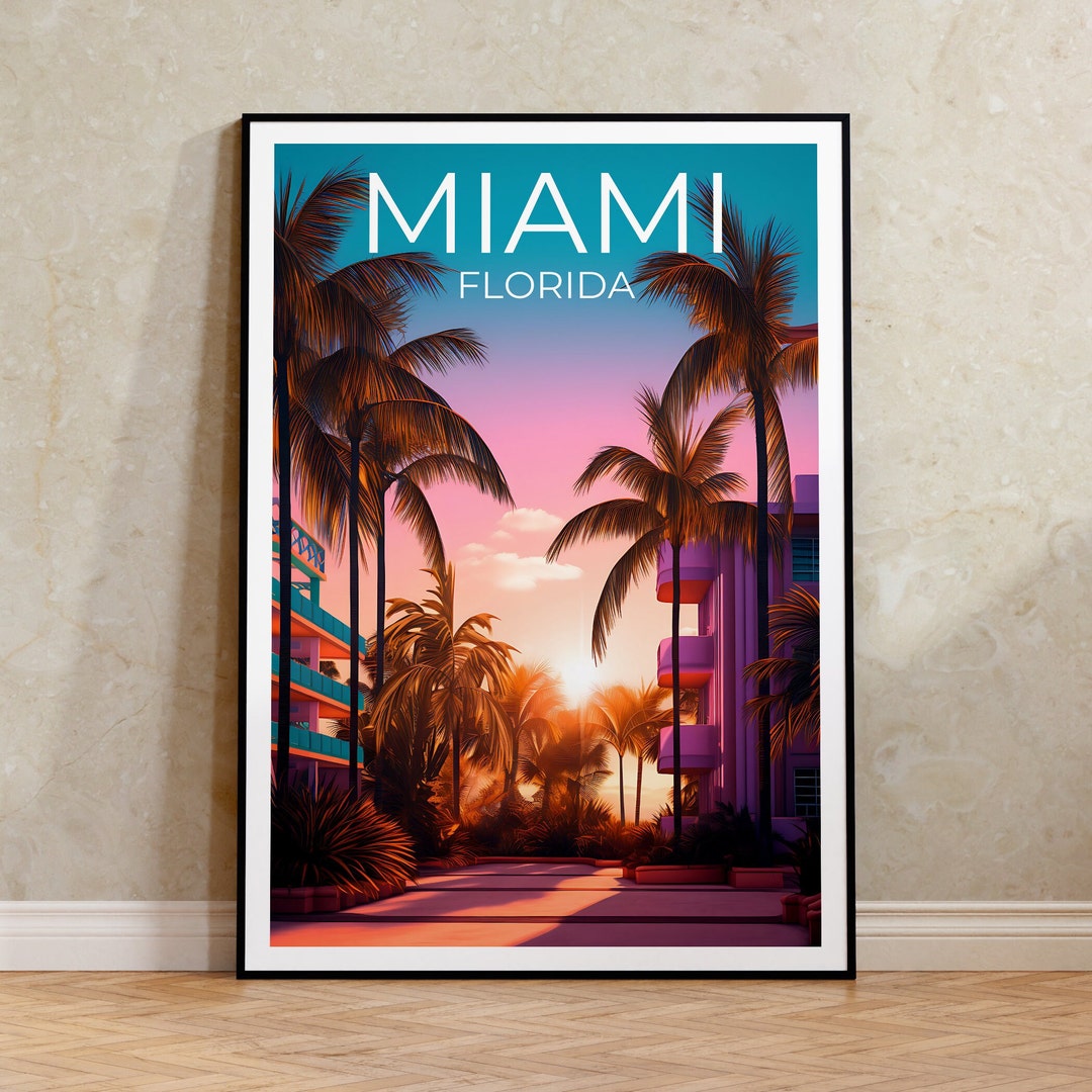 Miami Travel Poster, Florida Wall Art, Florida Print, Miami Poster ...