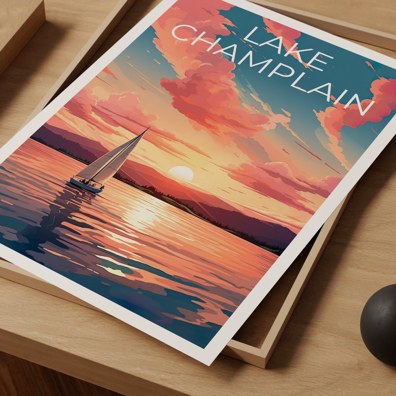Lake Champlain Poster, New York Wall Art, Vermont Print, Quebec Poster ...