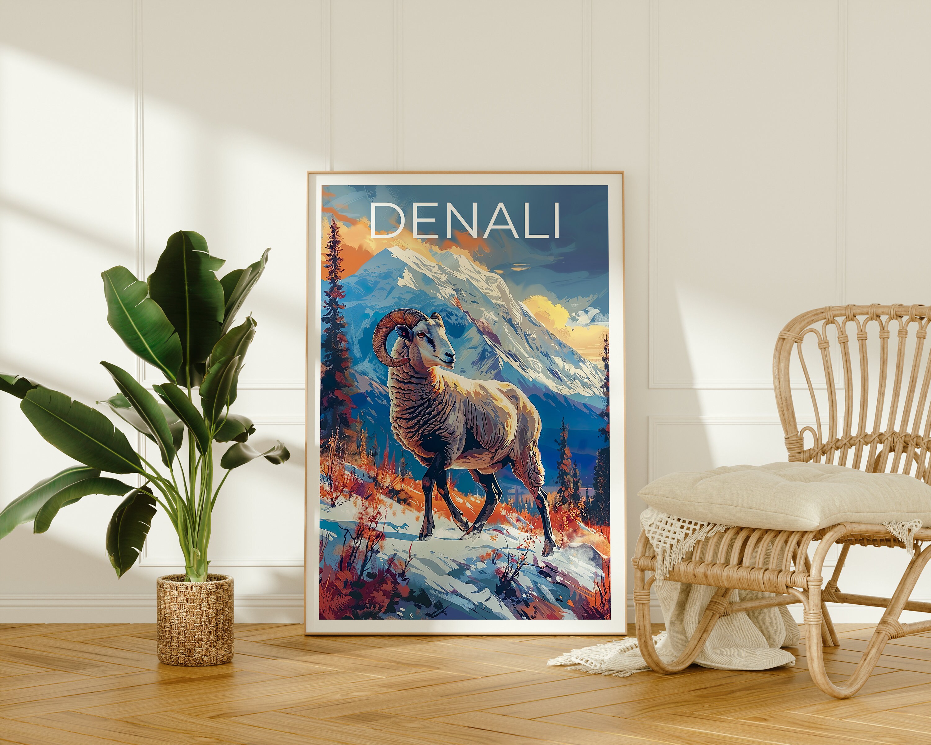 Denali National Park Poster, Denali Print, Denali Art, Ram Poster, Ram ...