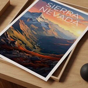 Sierra Nevada Travel Poster, Mountain Wall Art, Mountain Print, Sierra ...