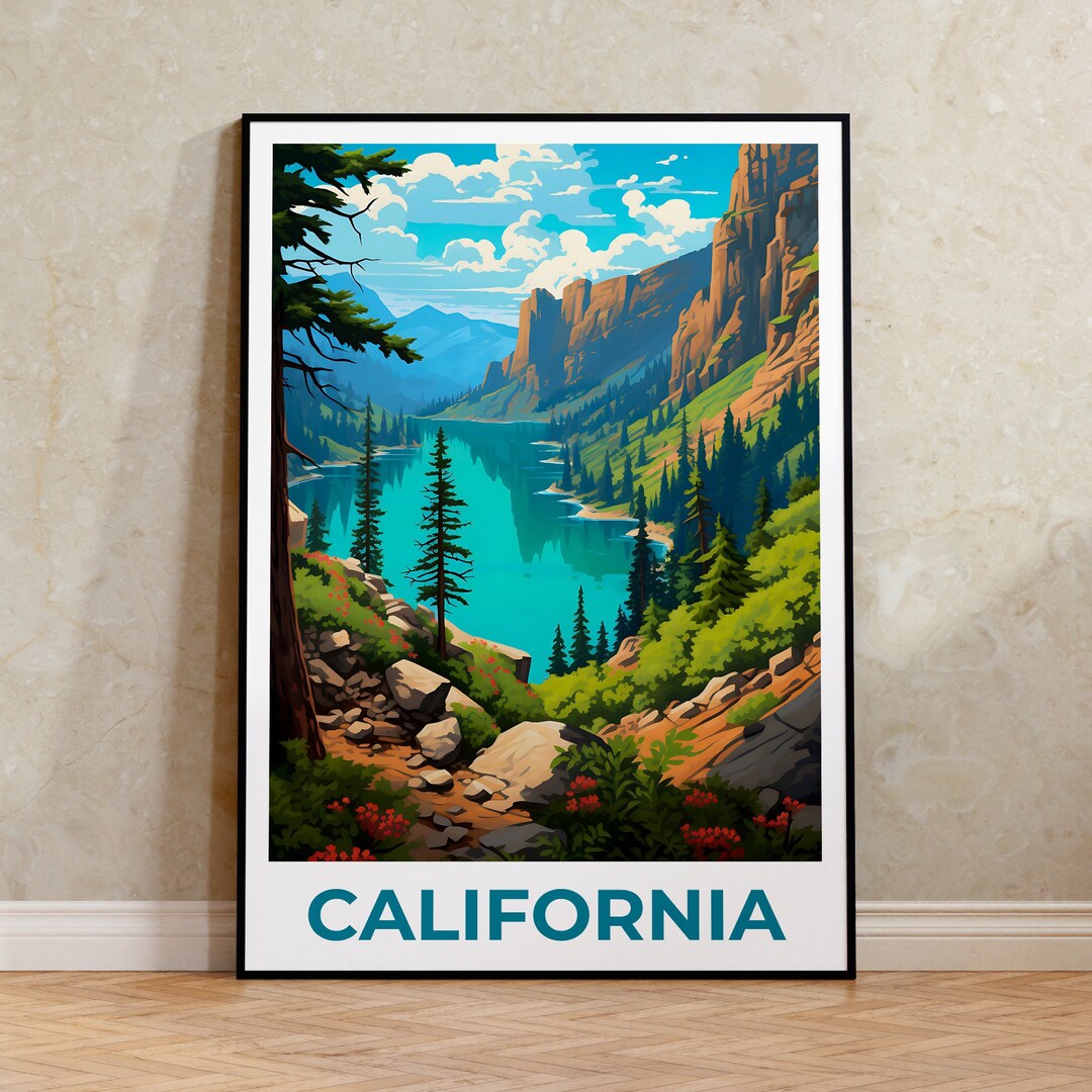 California Poster, California Print, Lake Poster, Mountains Print ...