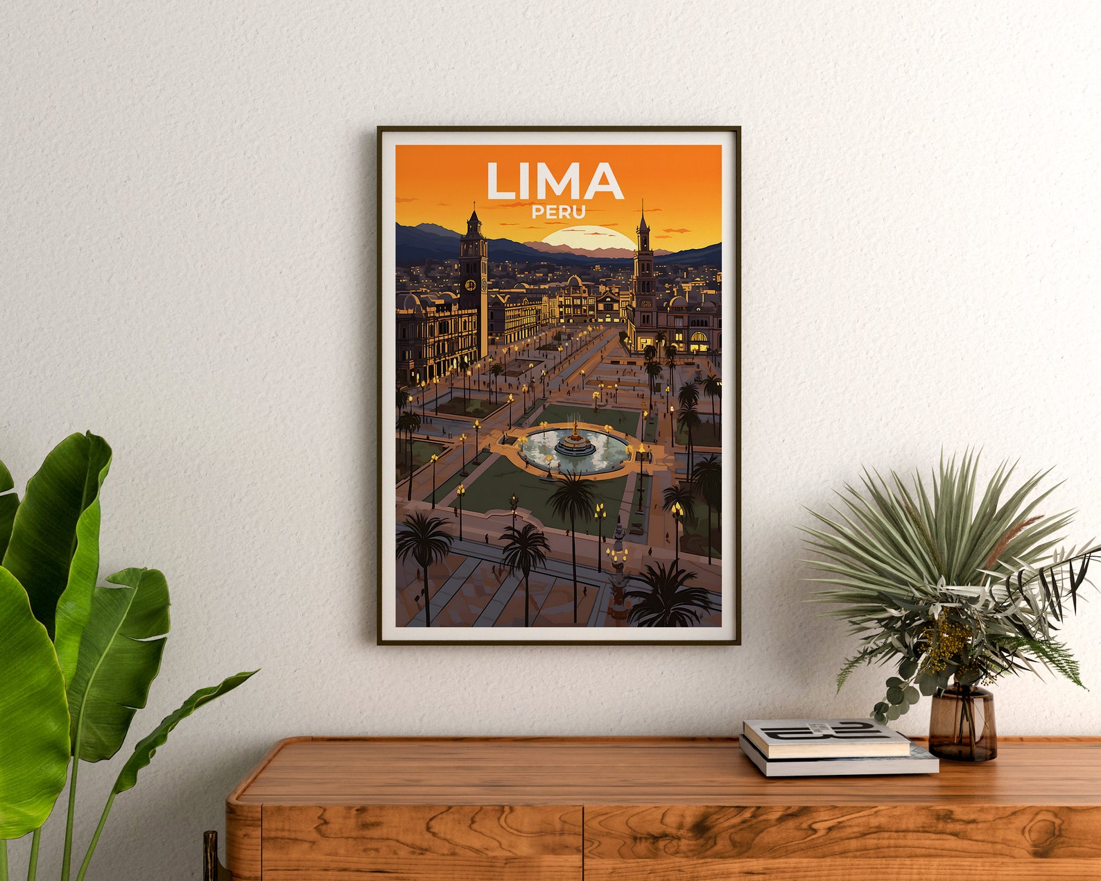 Lima Travel Poster, Peru Wall Art, Peru Print, Lima Poster, Plaza De ...
