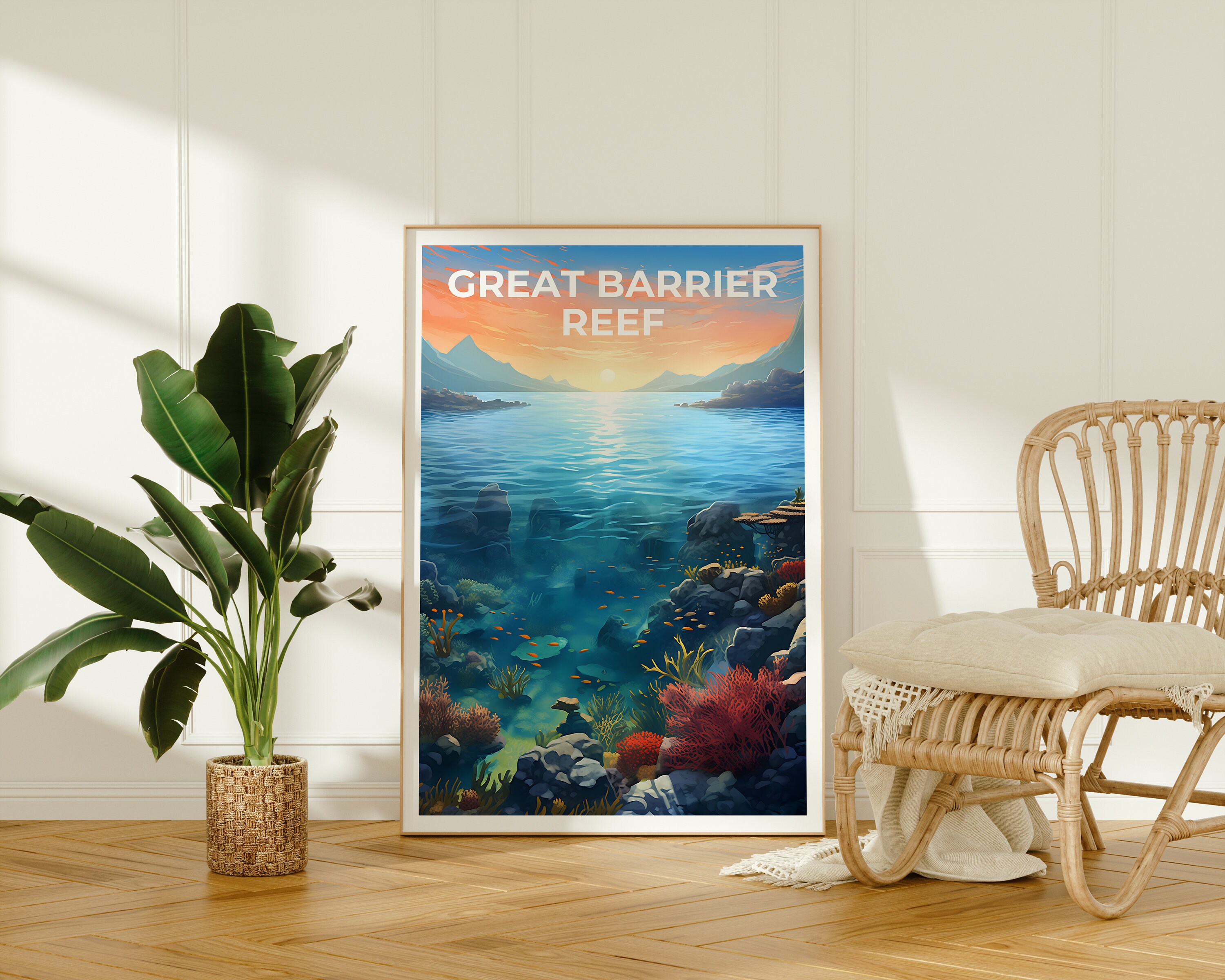 Great Barrier Reef Poster, Coral Reef Wall Art, Nature Print, Great ...
