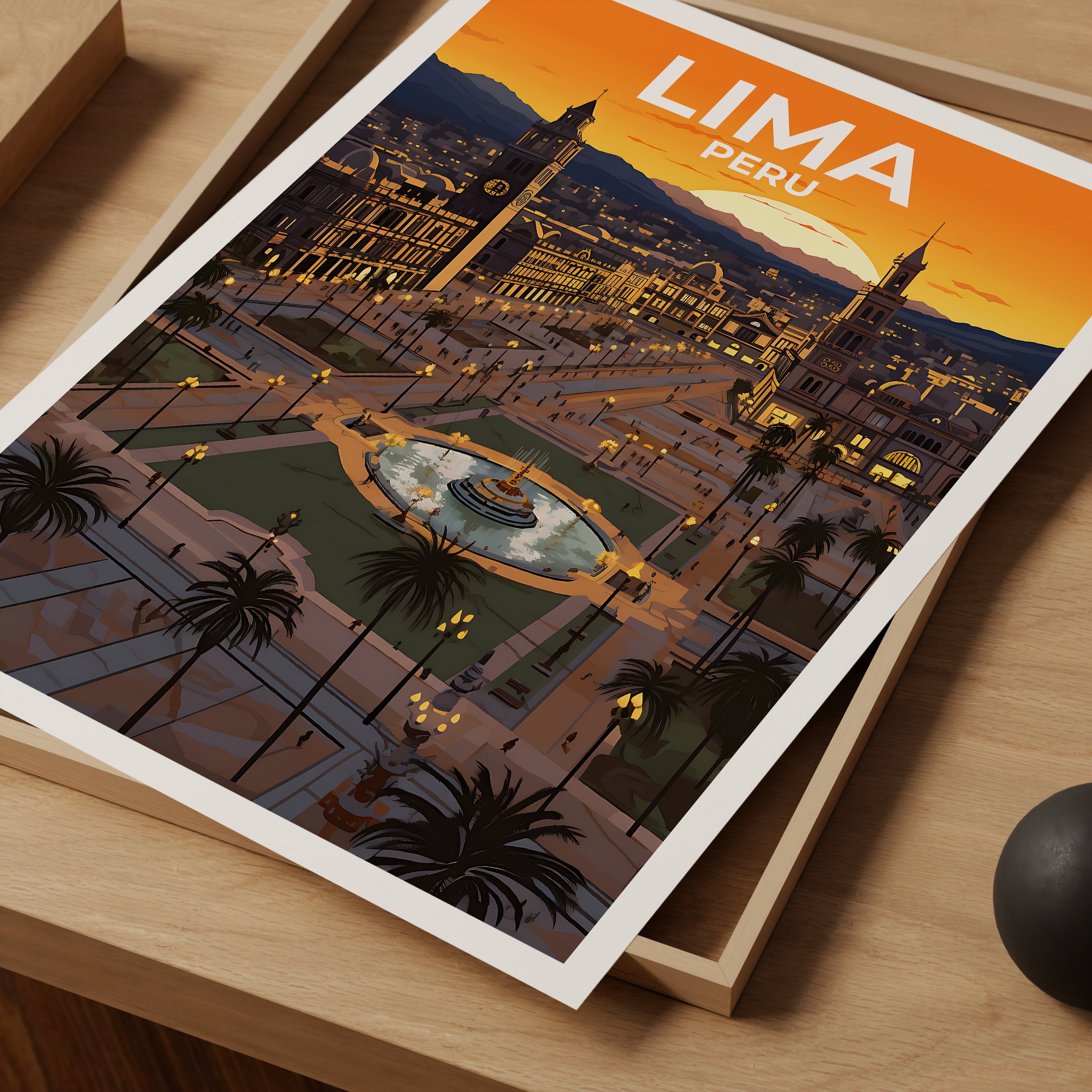 Lima Travel Poster, Peru Wall Art, Peru Print, Lima Poster, Plaza De ...