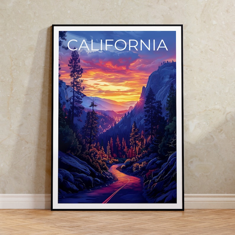 California Poster, California Print, Road Trip Poster, Forest Print ...