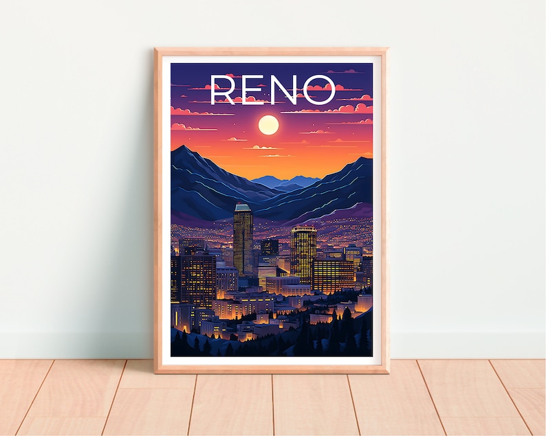 Reno Travel Poster, Nevada Wall Art, Nevada Print, Reno Poster, Nevada ...