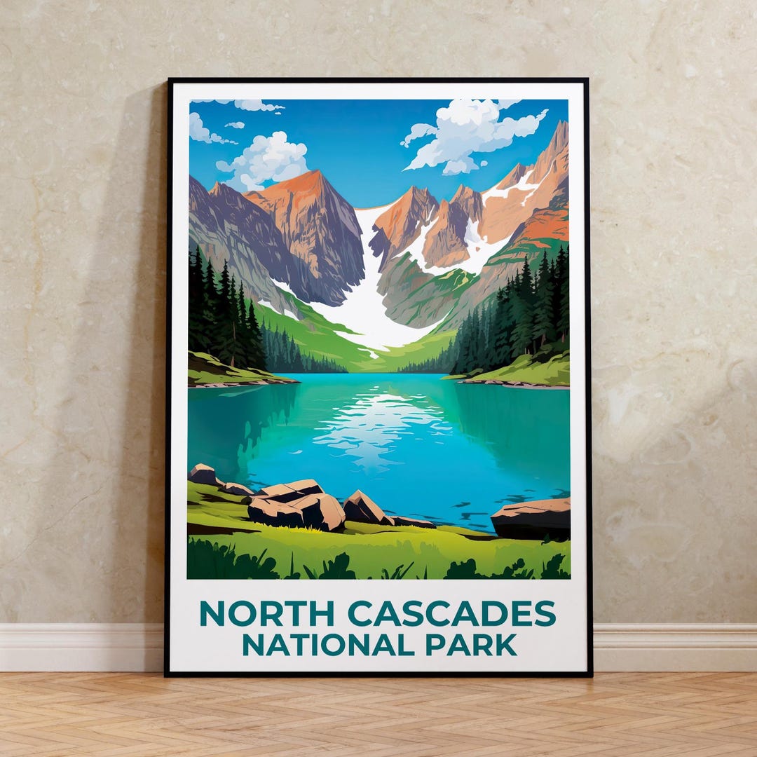 North Cascades National Park Poster, Washington Travel Print, Mountain ...