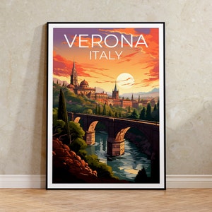 Verona Travel Poster, Italy Wall Art, Italy Print, Verona Poster, Italy ...