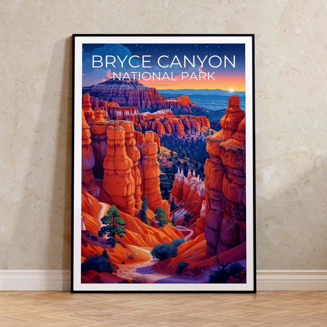 Bryce Canyon Poster, Utah Print, Hiking Gift, Bryce Canyon Print, Utah ...