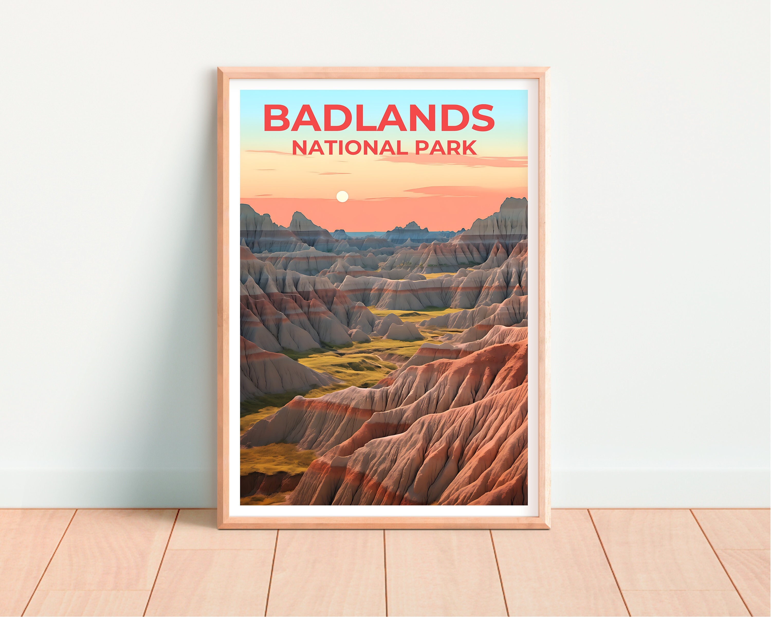 Badlands Travel Poster, South Dakota Art, South Dakota Print, Badlands ...