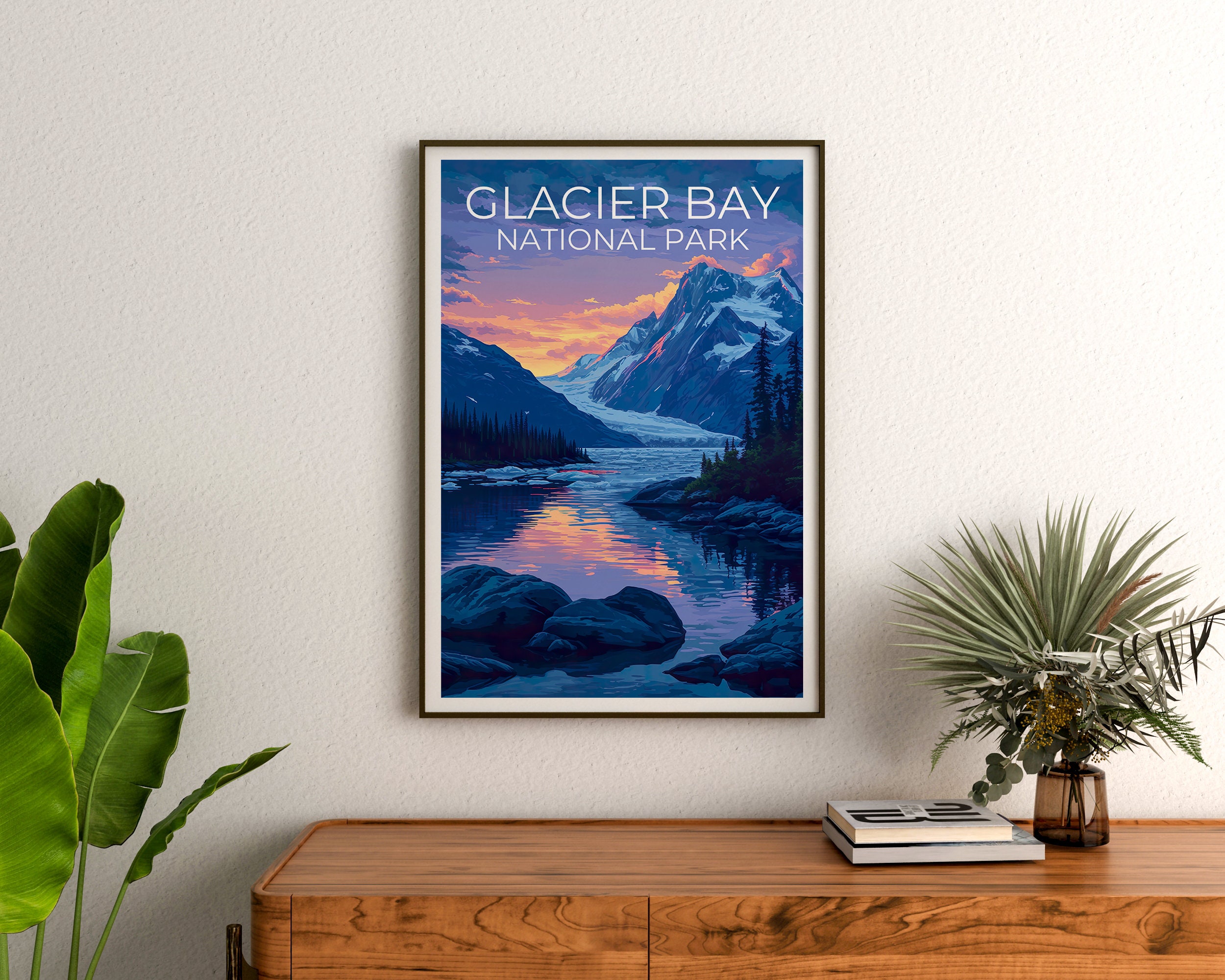 Glacier Bay Travel Poster, Alaska Wall Art, Alaska Print, Glacier Bay ...