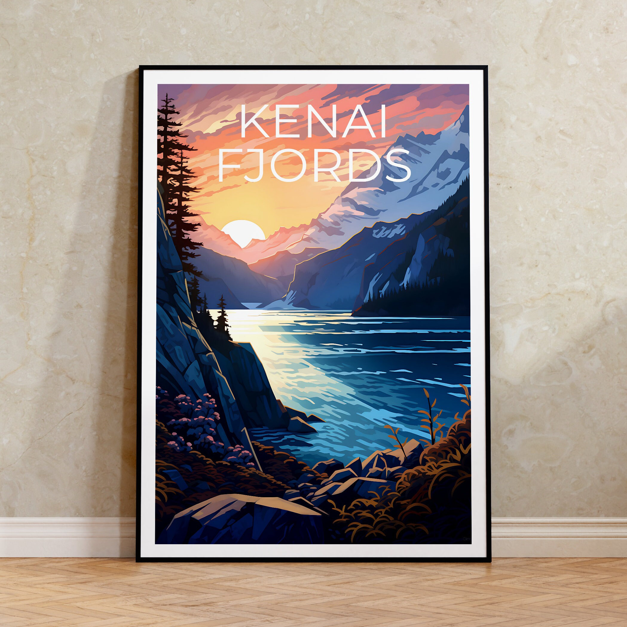 Kenai Fjords Travel Poster, Alaska Wall Art, Alaska Print, Kenai Fjords ...