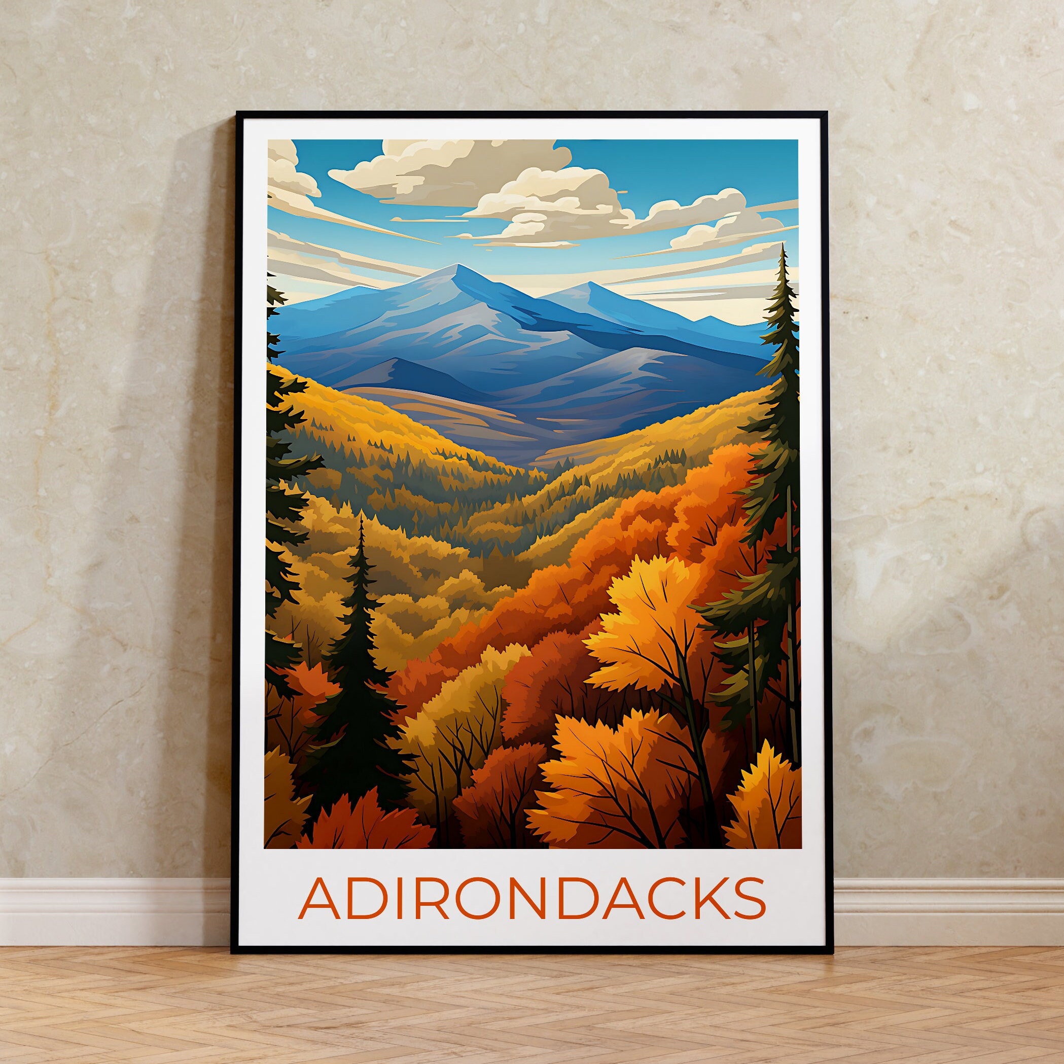 Adirondacks Travel Poster, New York Wall Art, New York Print ...