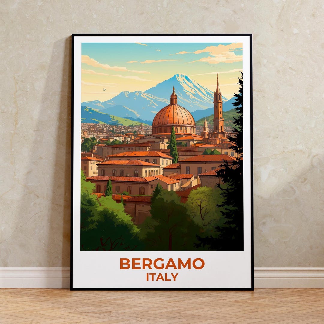 Bergamo Italy Travel Poster: Italian City Wall Art - Etsy