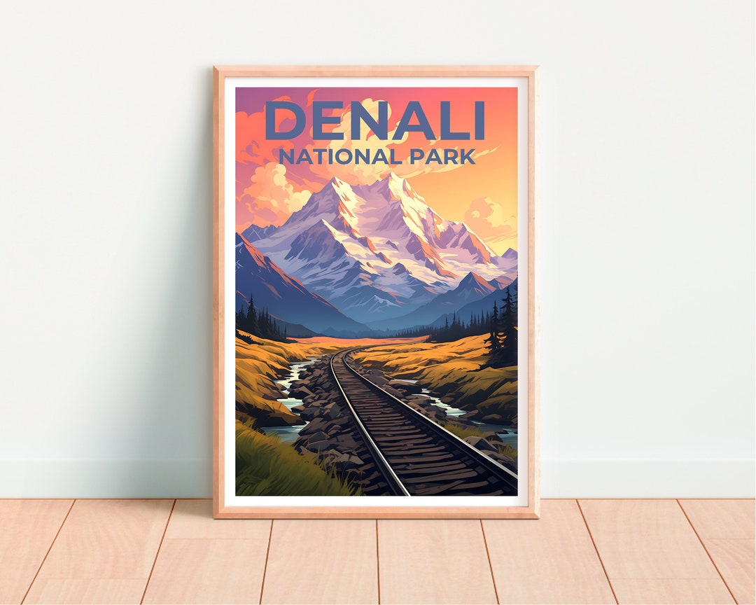 Denali Travel Poster, Alaska Wall Art, Alaska Print, Denali Poster ...