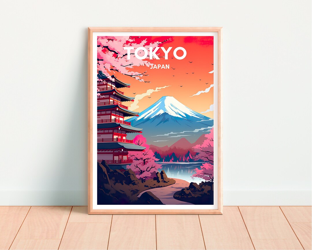 Tokyo Travel Poster, Japan Wall Art, Tokyo Print, Tokyo Poster, Mount ...