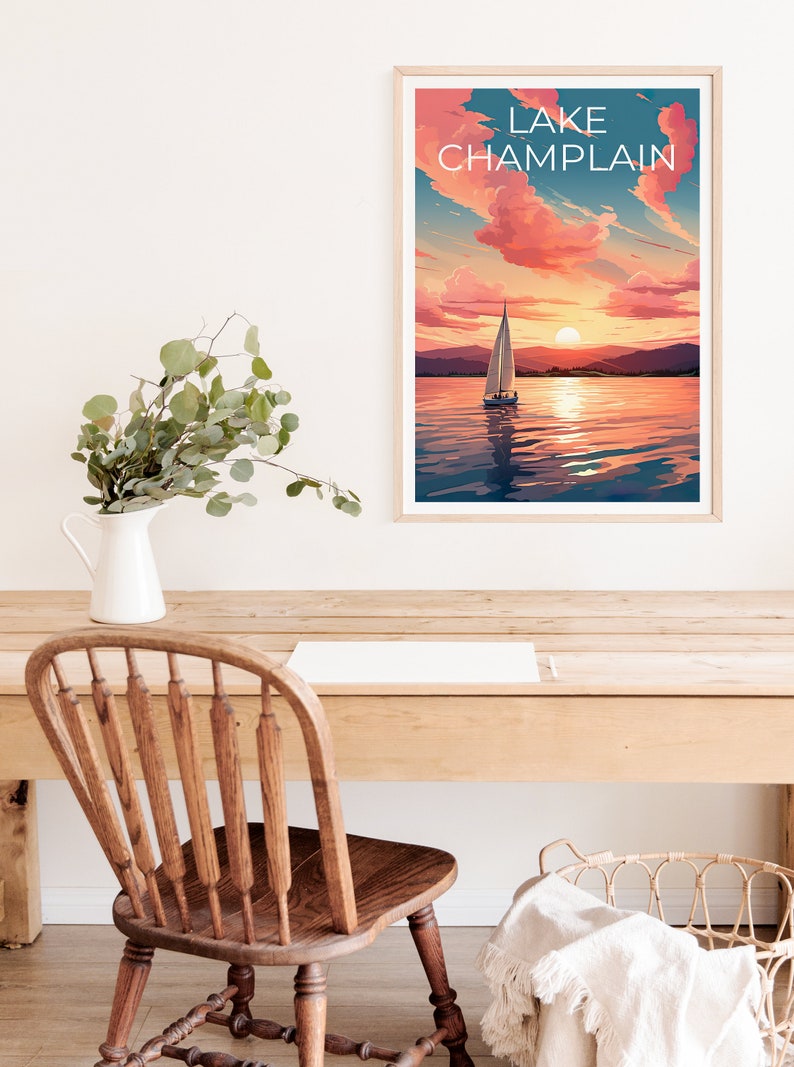 Lake Champlain Poster, New York Wall Art, Vermont Print, Quebec Poster ...