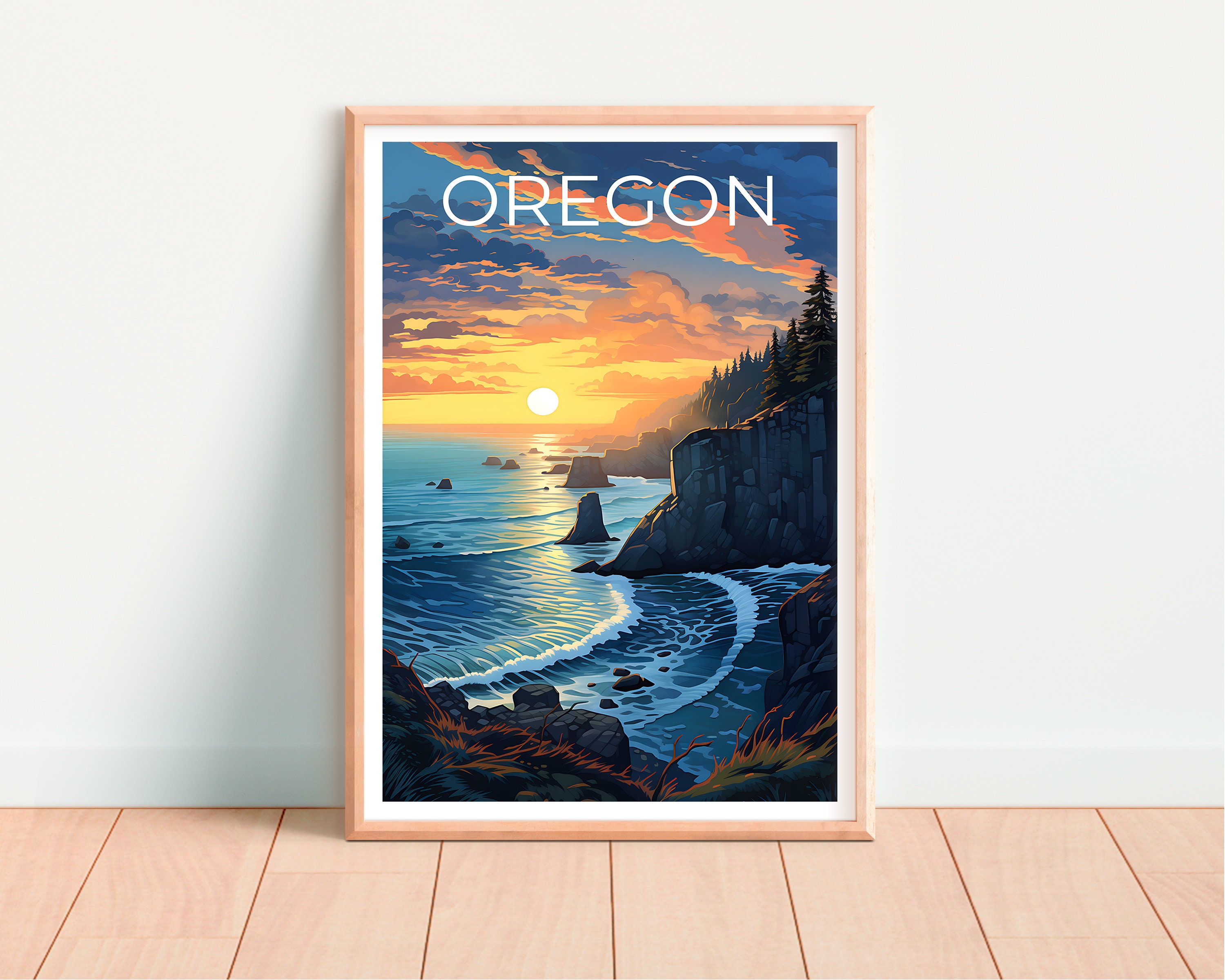 Oregon Travel Poster, Coast Wall Art, Coast Print, Oregon Poster ...