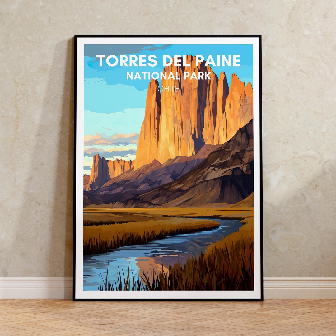Torres Del Paine Poster, Chile Art, Chile Print, Torres Del Paine ...