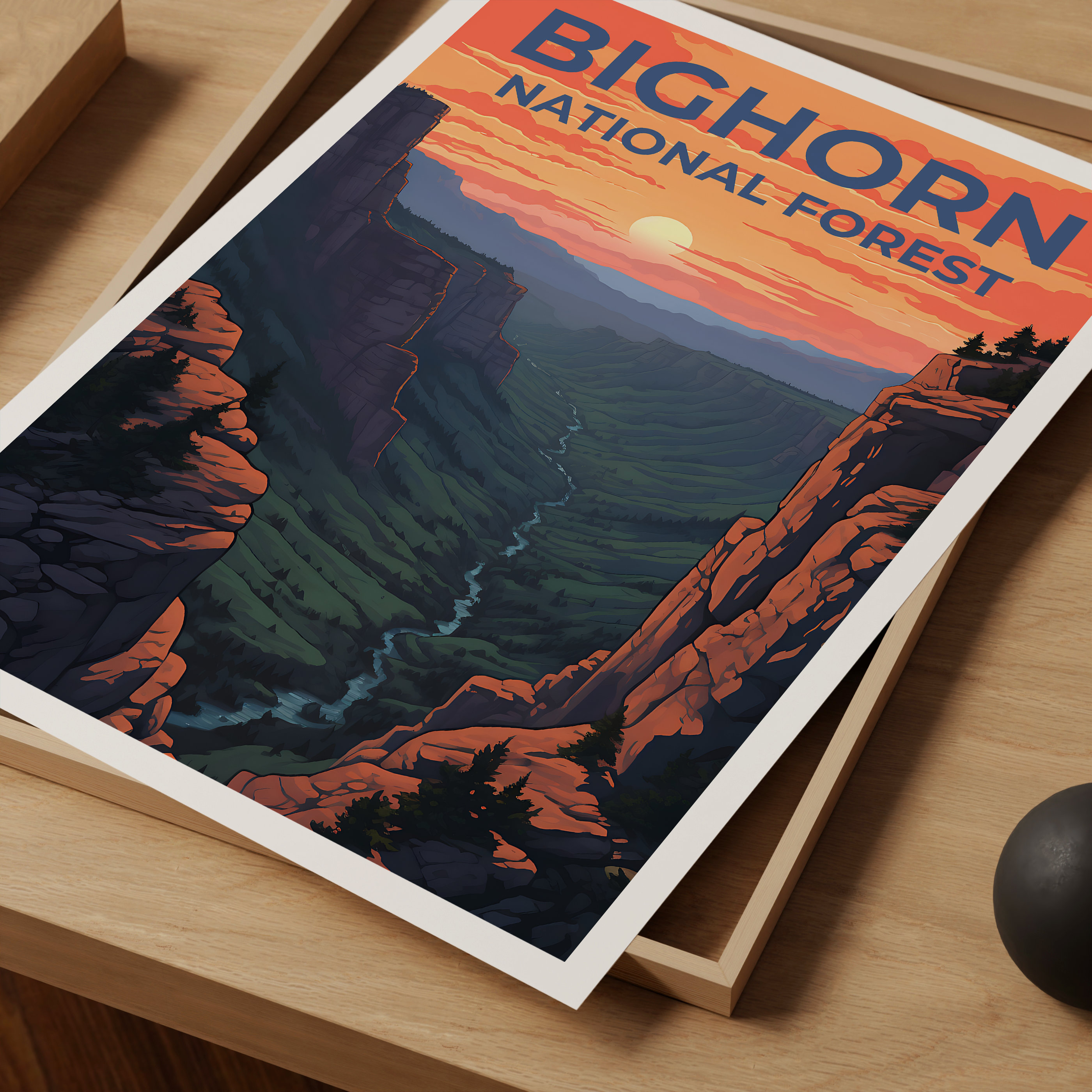 Bighorn Forest Travel Poster, Wyoming Wall Art, Wyoming Print, Bighorn ...