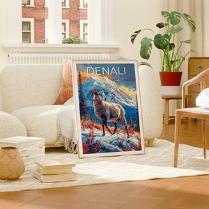 Denali National Park Poster, Denali Print, Denali Art, Ram Poster, Ram ...