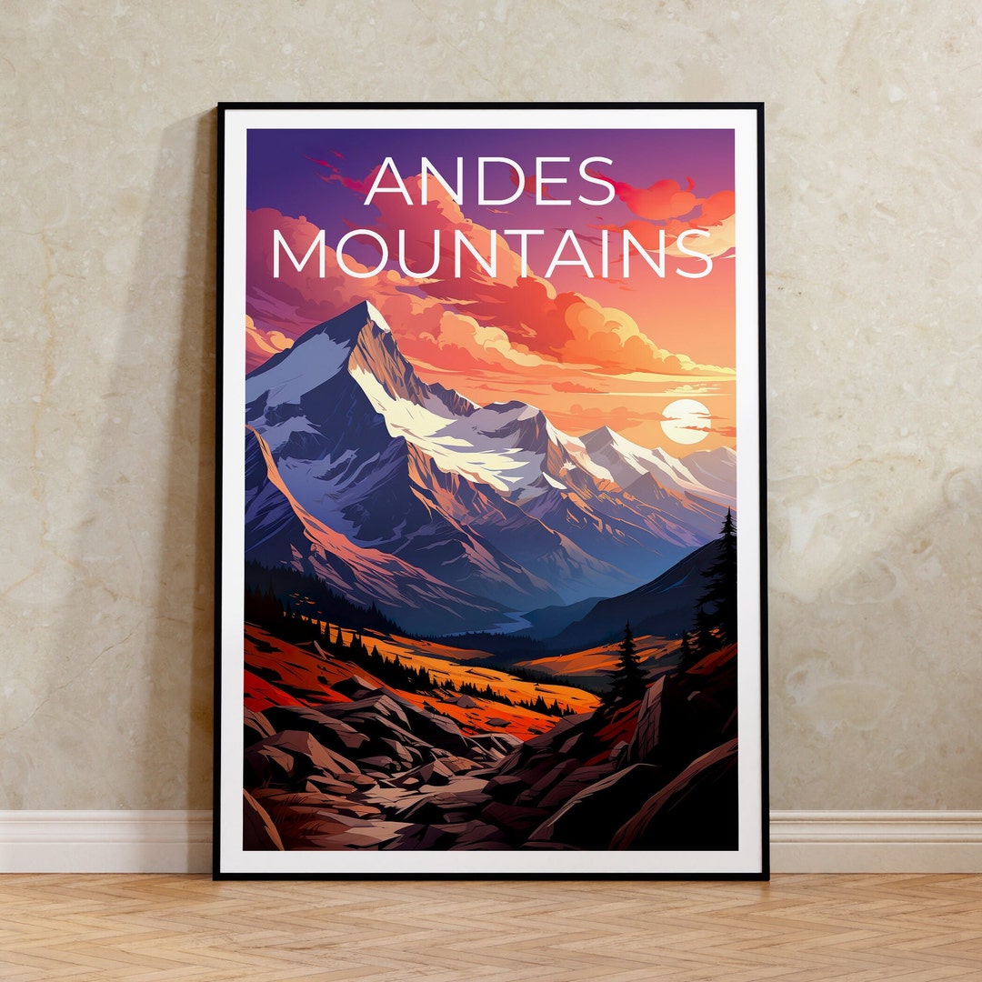 Andes Travel Poster, South America Wall Art, South America Print, Andes ...