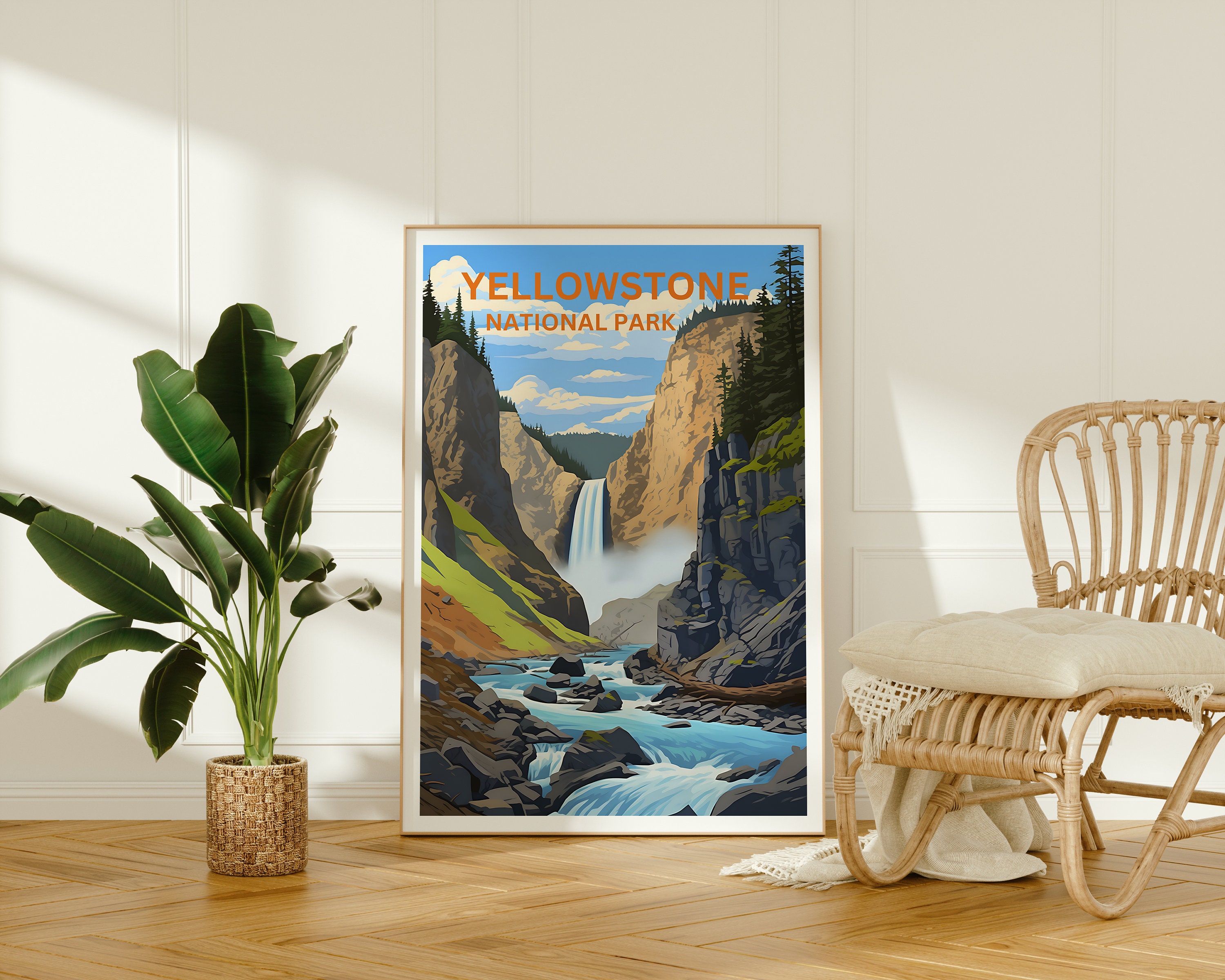 Yellowstone Travel Poster, Wyoming Art, Wyoming Print, Yellowstone ...