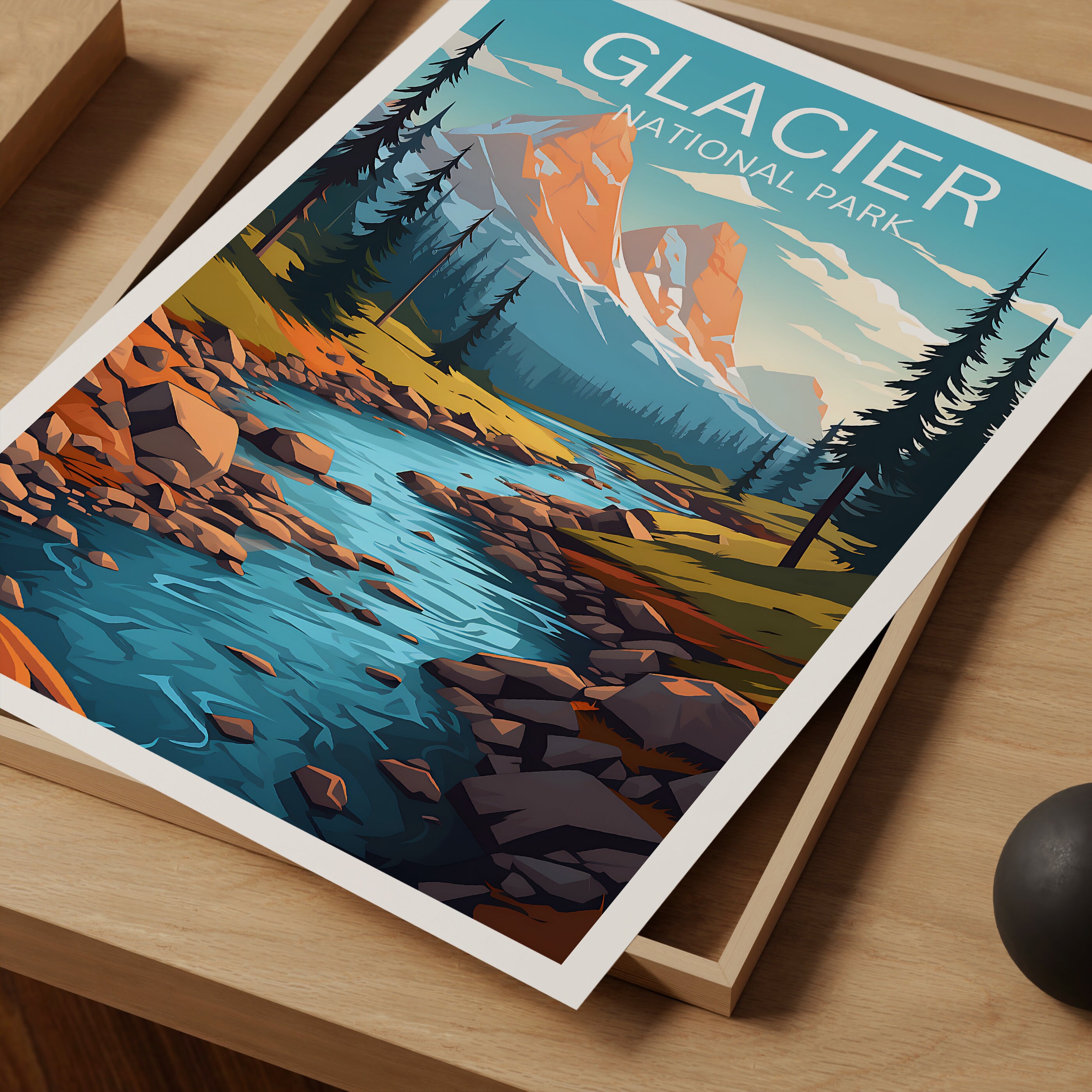 Glacier National Park Travel Poster, Montana Wall Art, Montana Print ...