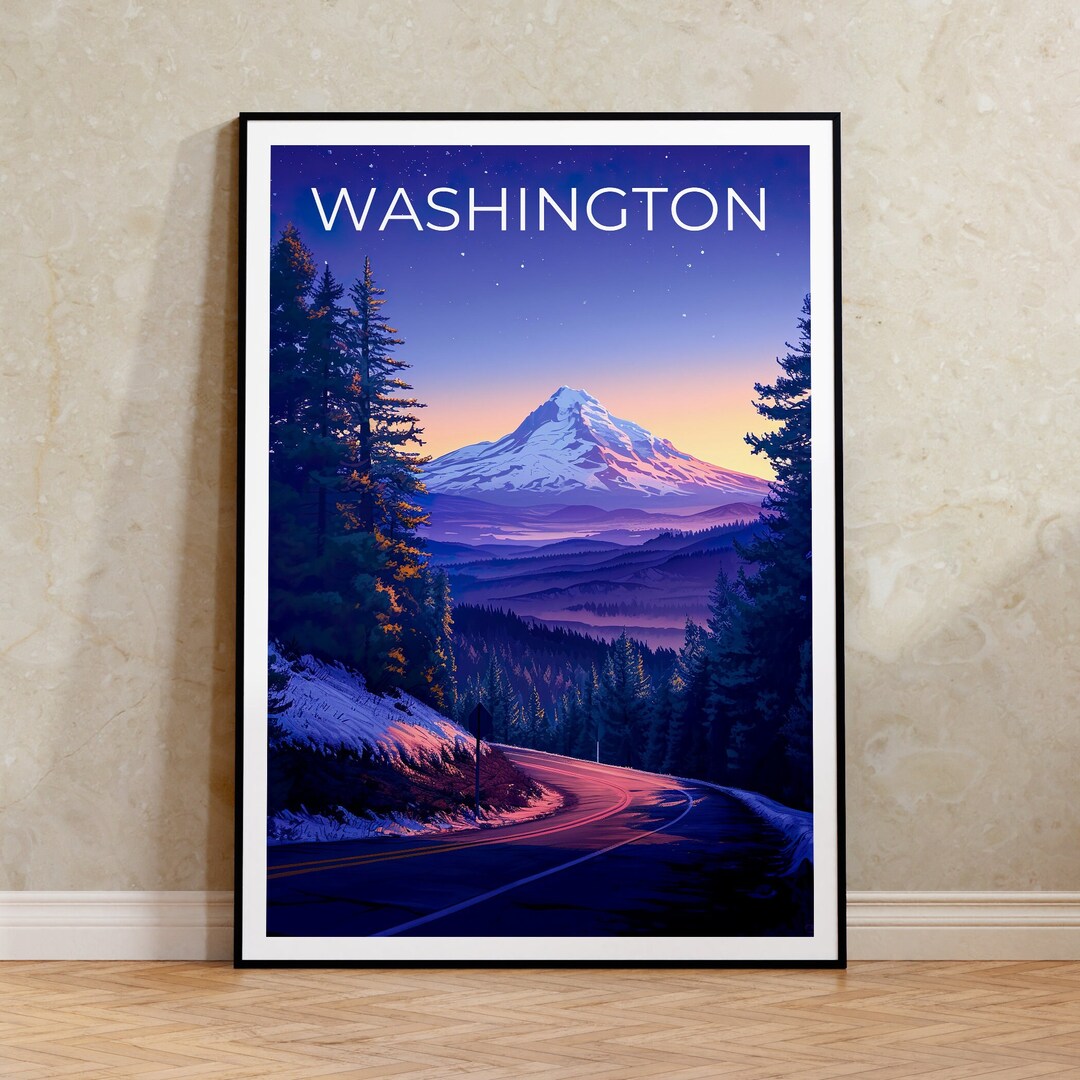 Washington Travel Poster, Washington State Wall Art, Washington State ...
