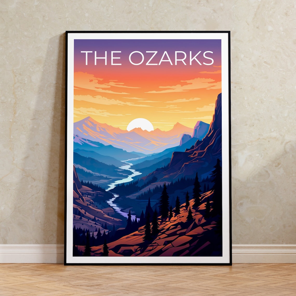 Ozarks Travel Poster, Mountains Wall Art, Mountains Print, Ozarks ...