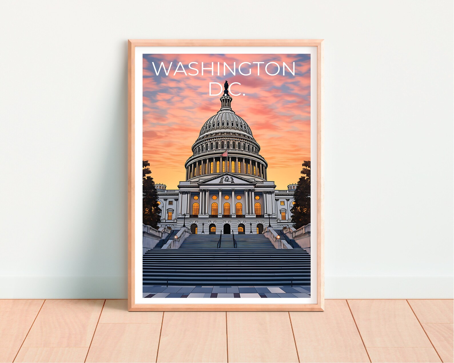 Washington DC Travel Poster, Capitol Building Wall Art, Capitol ...