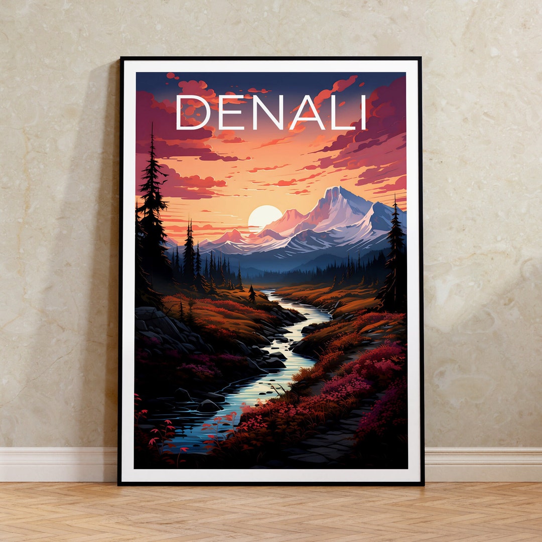 Denali Travel Poster, Alaska Wall Art, Alaska Print, Denali Poster ...