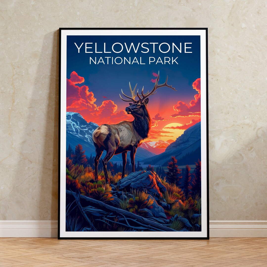 Yellowstone National Park Poster, Yellowstone Print, Wyoming Poster ...