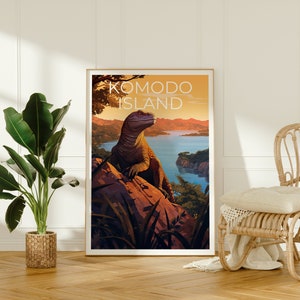 Komodo Travel Poster, Komodo Dragon Wall Art, Komodo Dragon Print ...