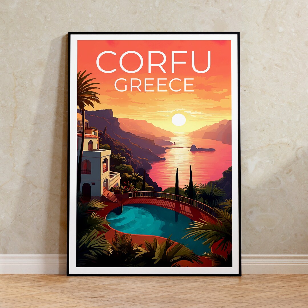 Corfu Travel Poster, Greece Wall Art, Greece Print, Corfu Poster ...
