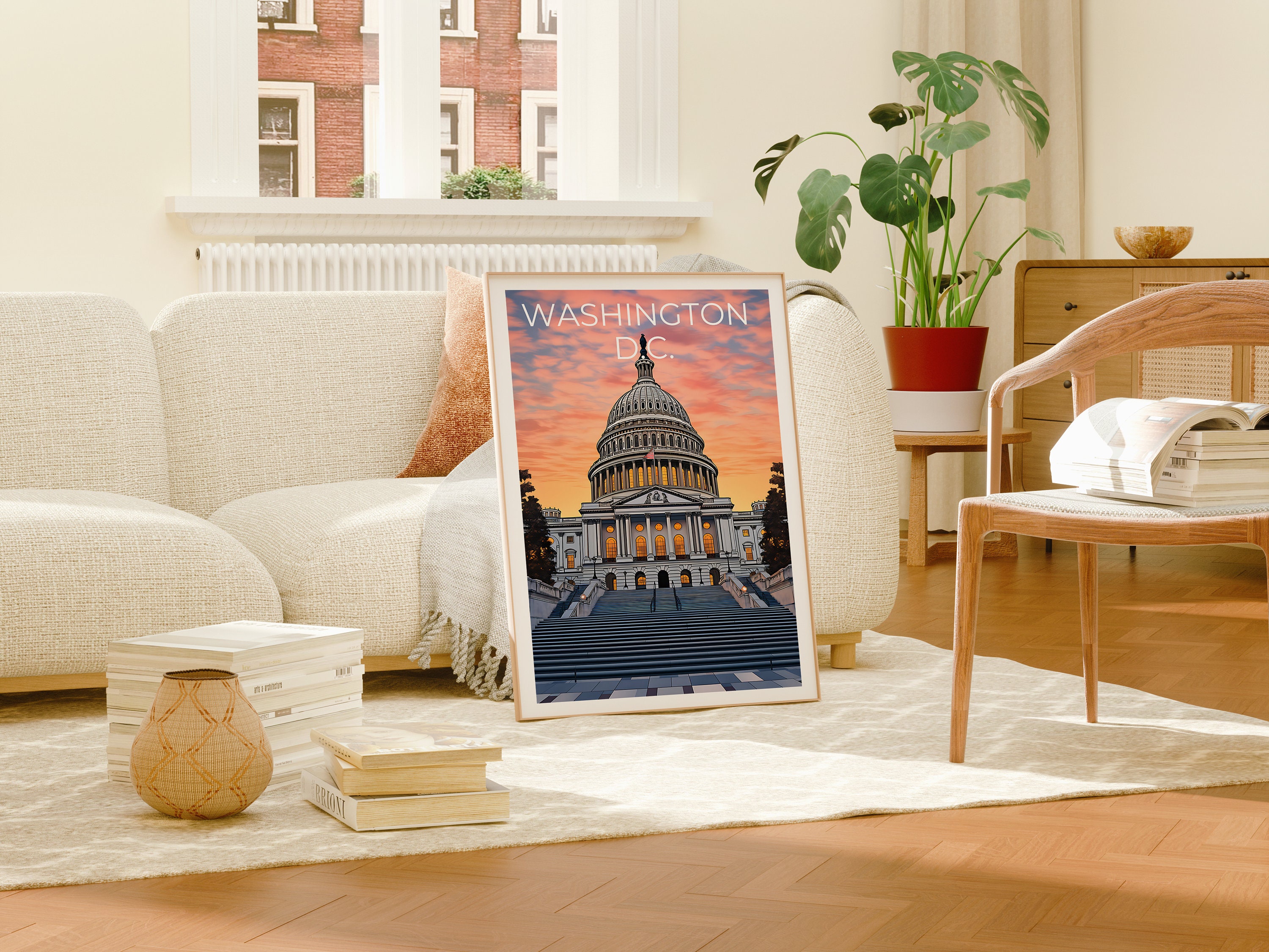 Washington DC Travel Poster, Capitol Building Wall Art, Capitol ...