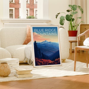 Blue Ridge Mountains Travel Poster, Nature Wall Art, Nature Print, Blue ...