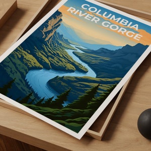 Columbia River Gorge Poster, River Art, River Print, Columbia River ...