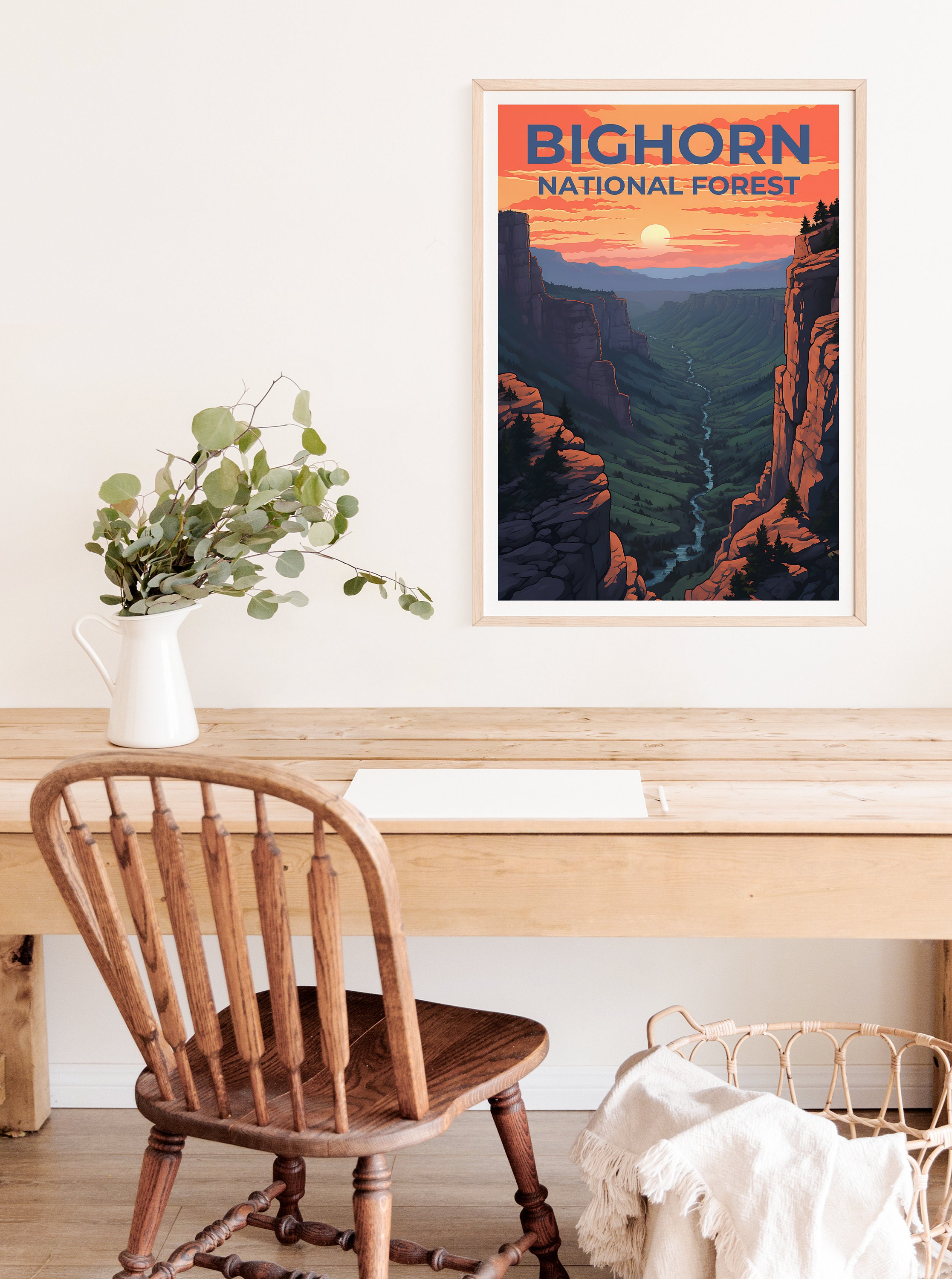 Bighorn Forest Travel Poster, Wyoming Wall Art, Wyoming Print, Bighorn ...