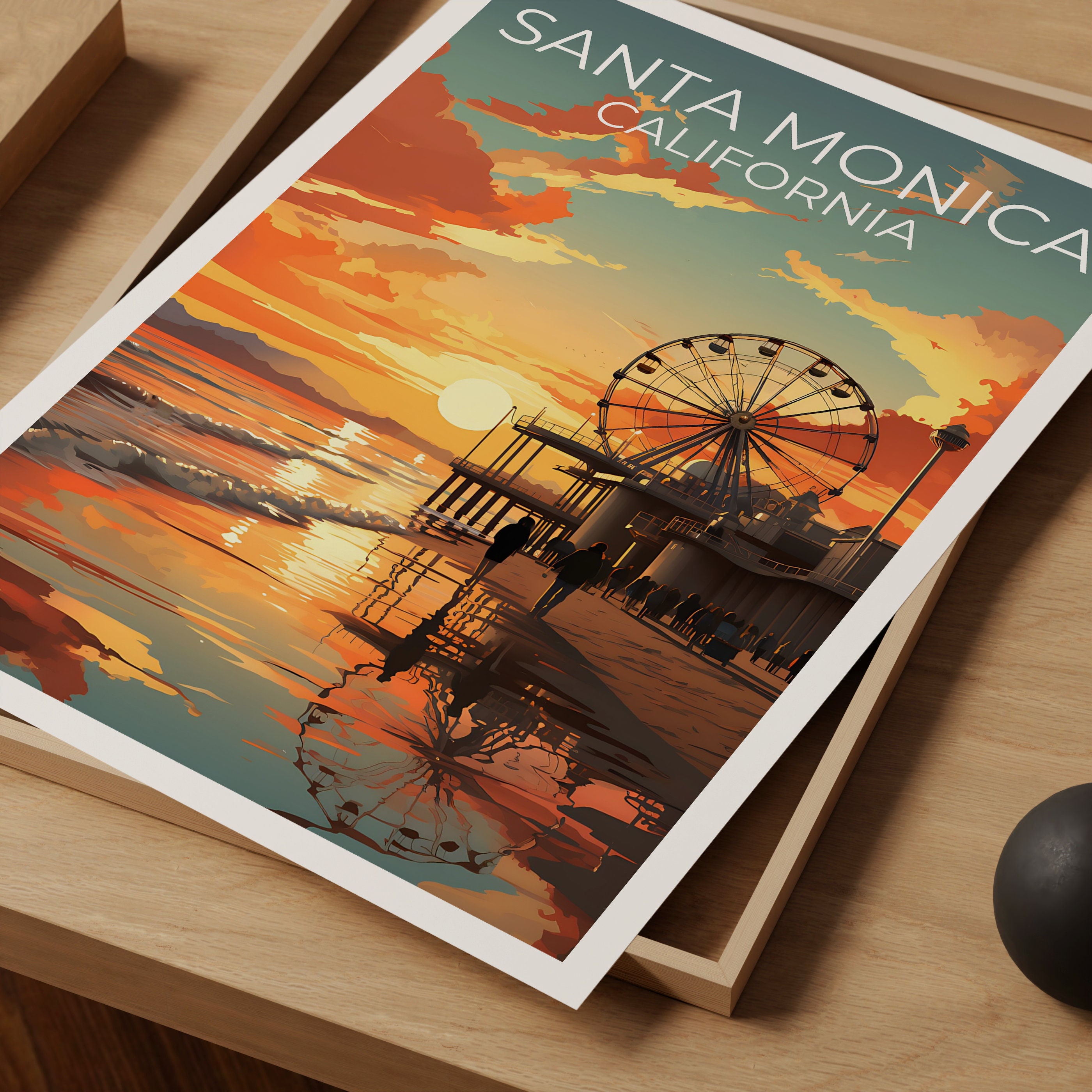 Santa Monica Travel Poster, California Wall Art, California Print,santa ...