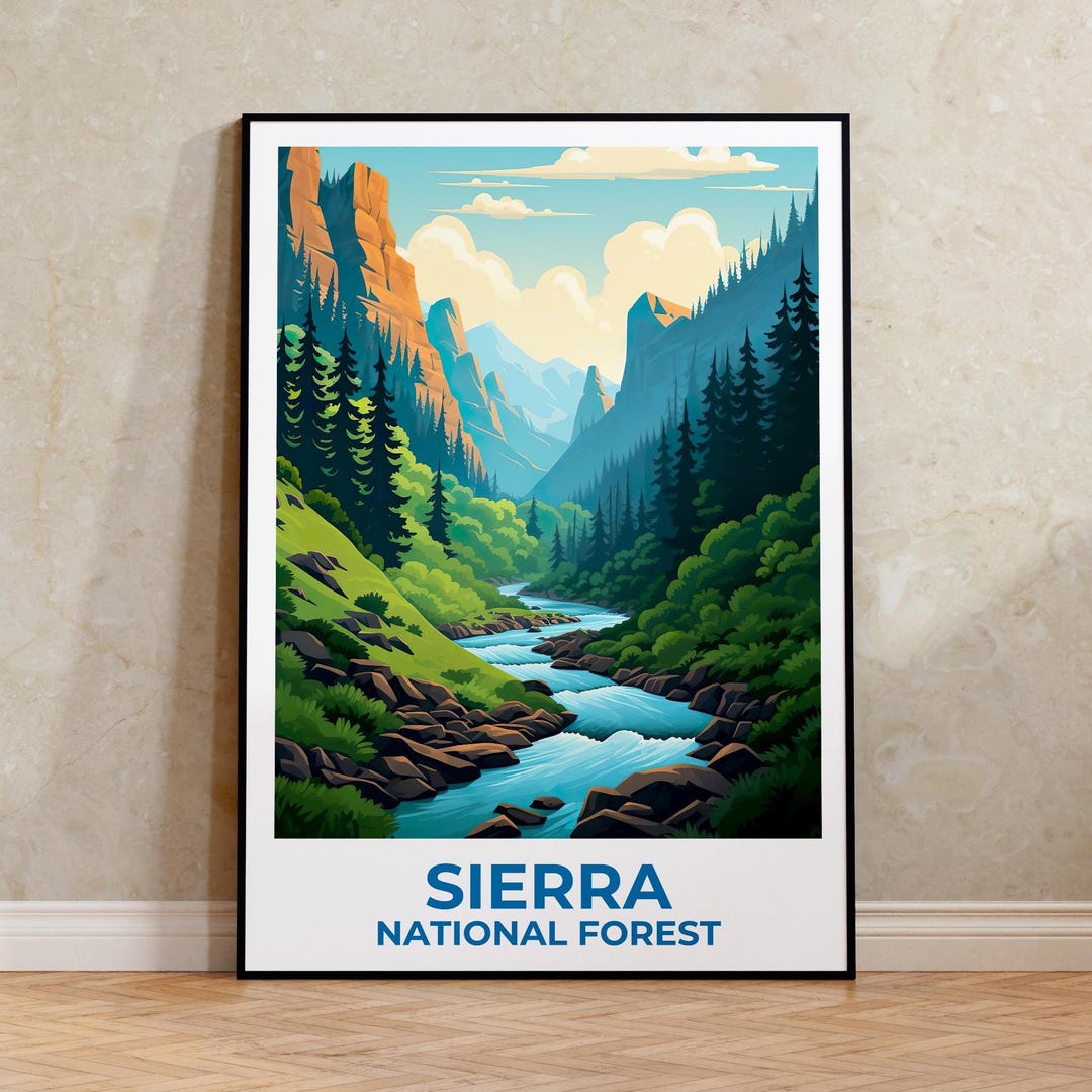 Sierra National Forest Travel Poster, California Outdoors Print - Etsy