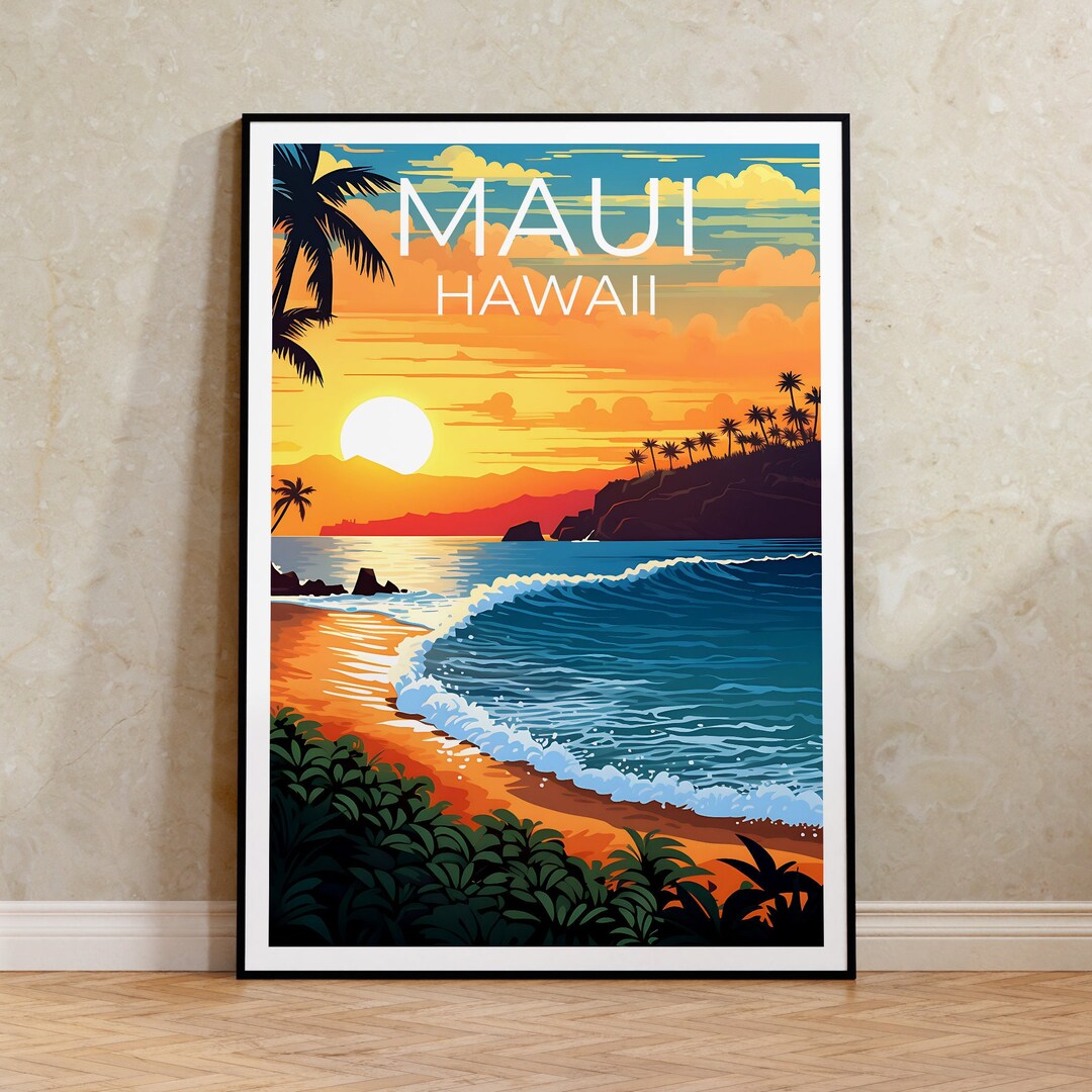 Maui Poster, Maui Print, Hawaii Art, Hawaii Print, Maui Beach Poster ...