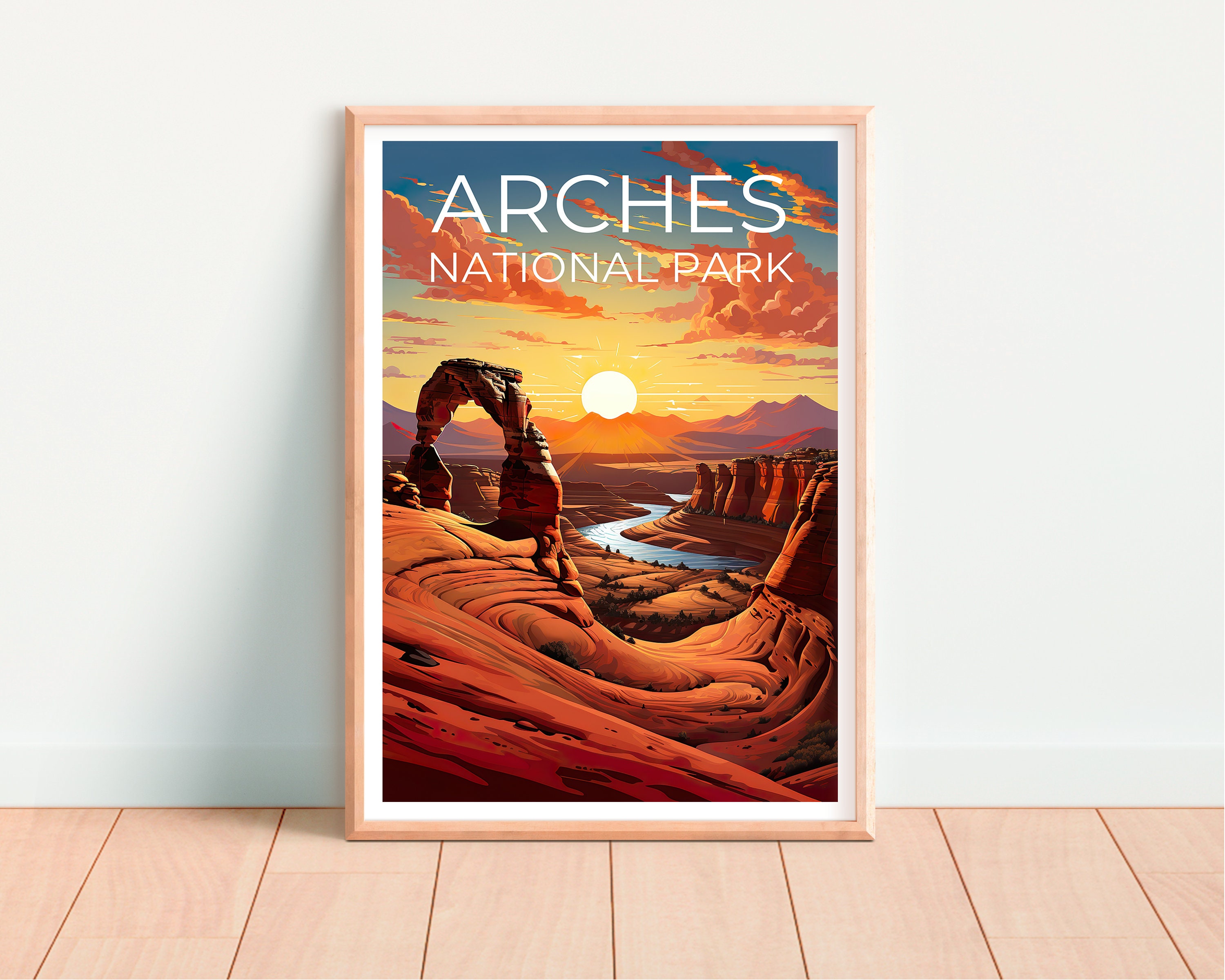 Arches Park Travel Poster, Delicate Arch Wall Art, Delicate Arch Print ...