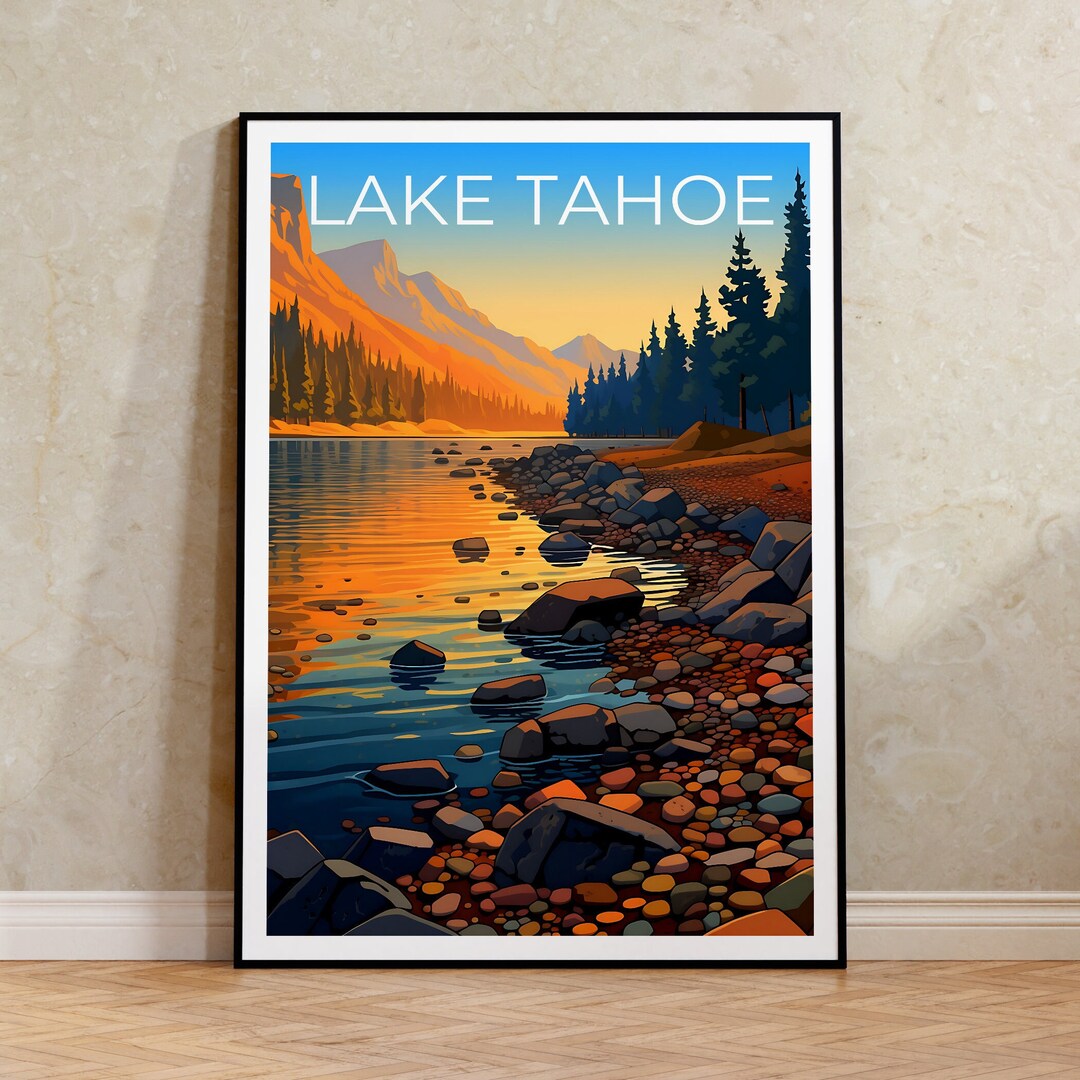 Lake Tahoe Travel Poster, California Wall Art, Nevada Print, Lake Tahoe ...